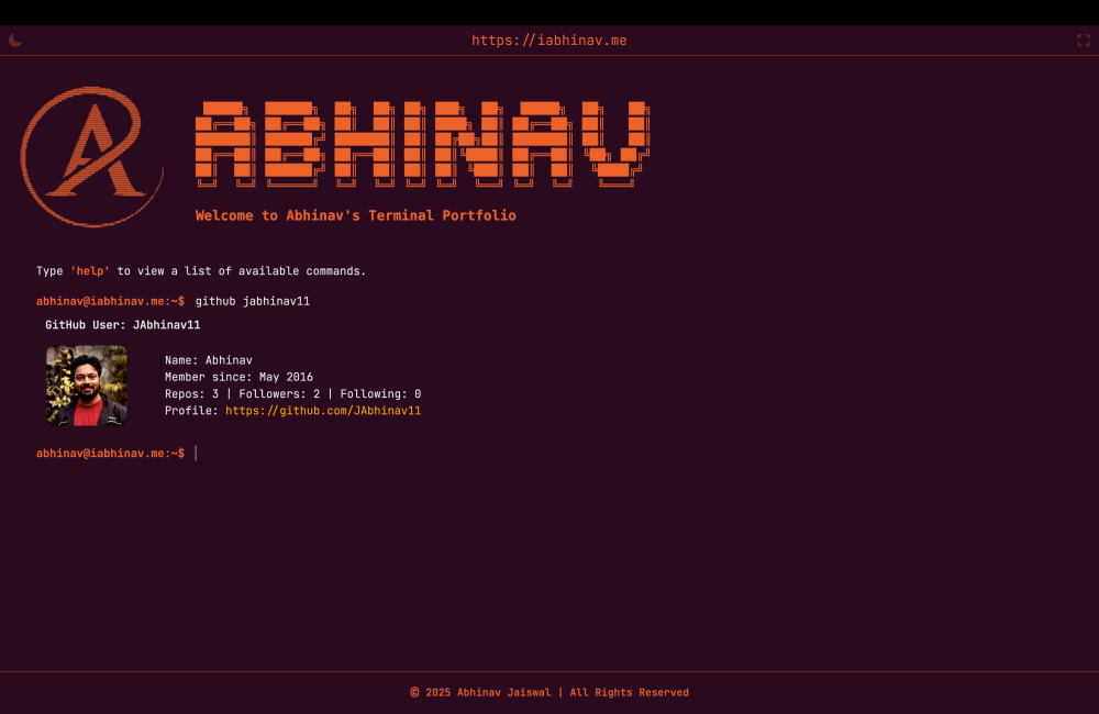 Abhinav's Terminal Portfolio